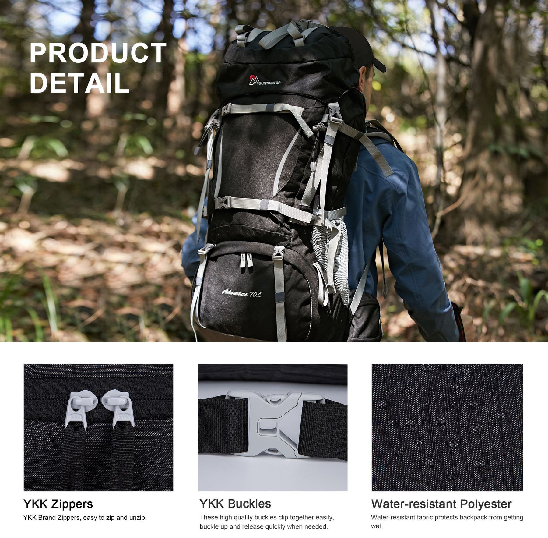 The Mountaineer 70L Hiking Camping Backpack Waterproof Backpack – Camel ...
